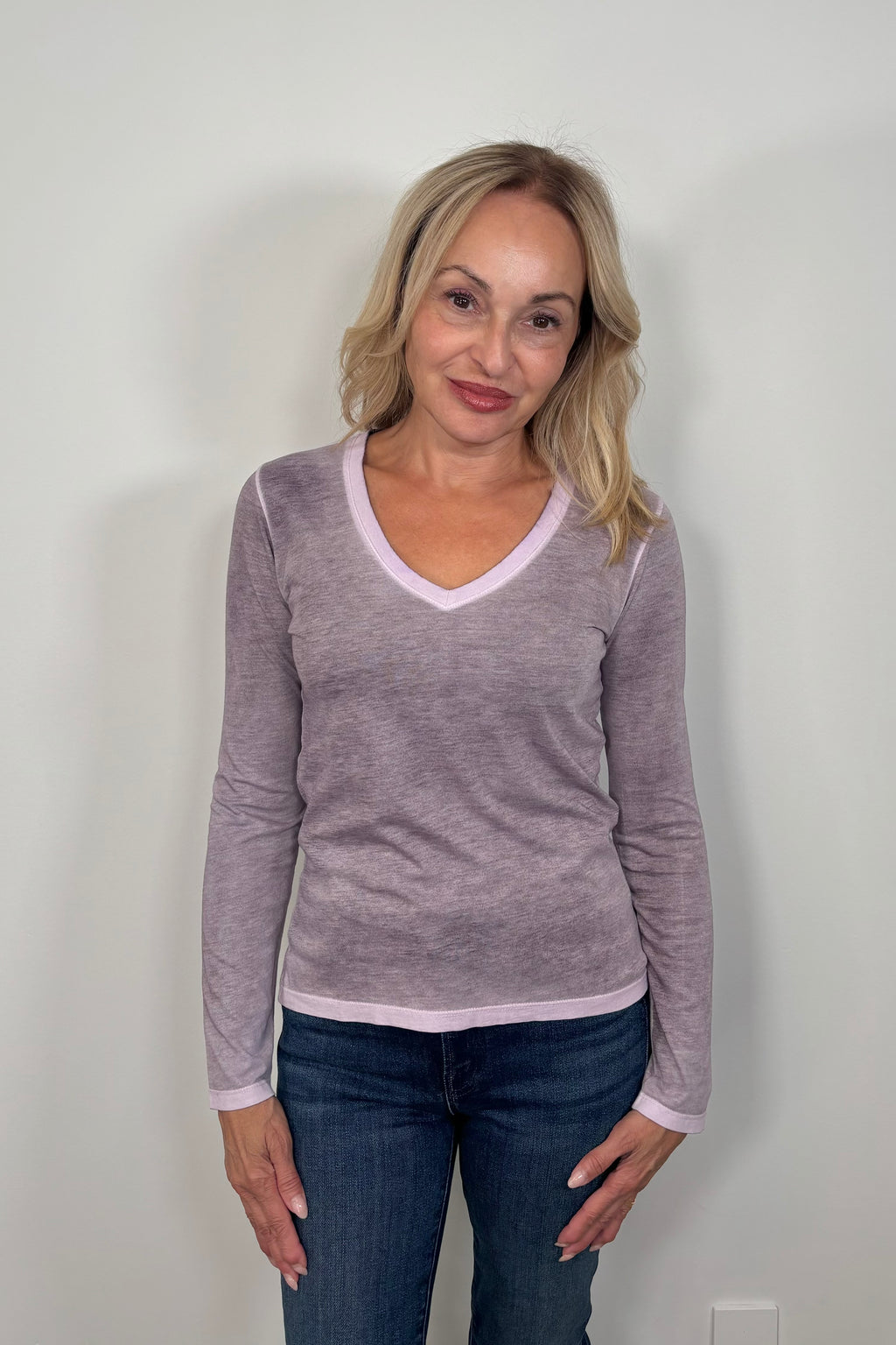 Patrick Assaraf Pima Classic Rev Spray LS Tee | Want Boutique